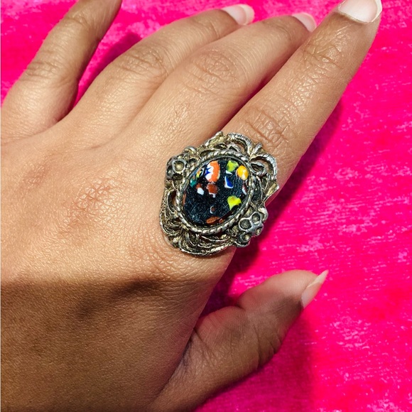 Vintage | Jewelry | Vintage 5s Art Glass Frame Ring | Poshmark